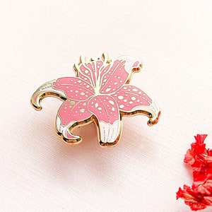 Pink Stargazer Lily Floral Botanical Enamel Pin - Etsy