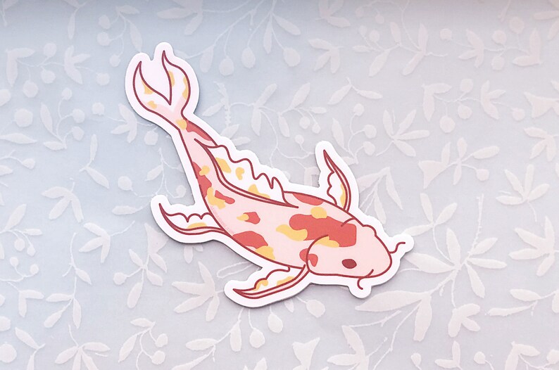 Pink Koi Fish Vinyl Sticker - Etsy