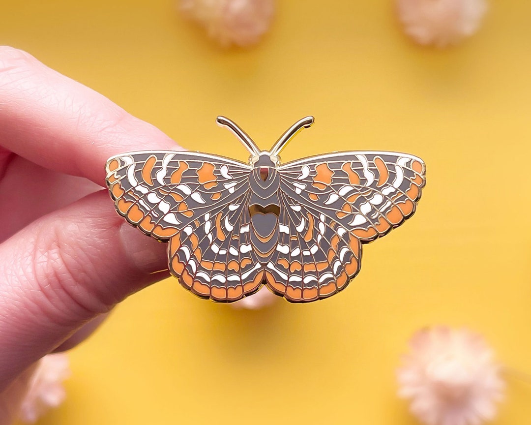Checkerspot Butterfly Enamel Pin - Etsy