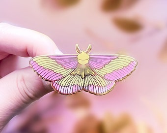 Pink Mothman Enamel Pin Rosy Maple Moth Pin - Etsy