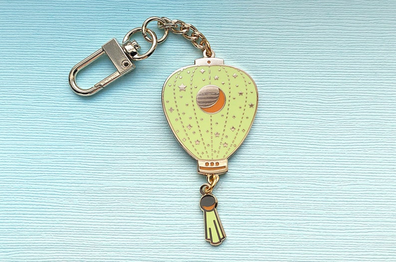 Green Stars and Moon Lantern Keychain Charm | Etsy