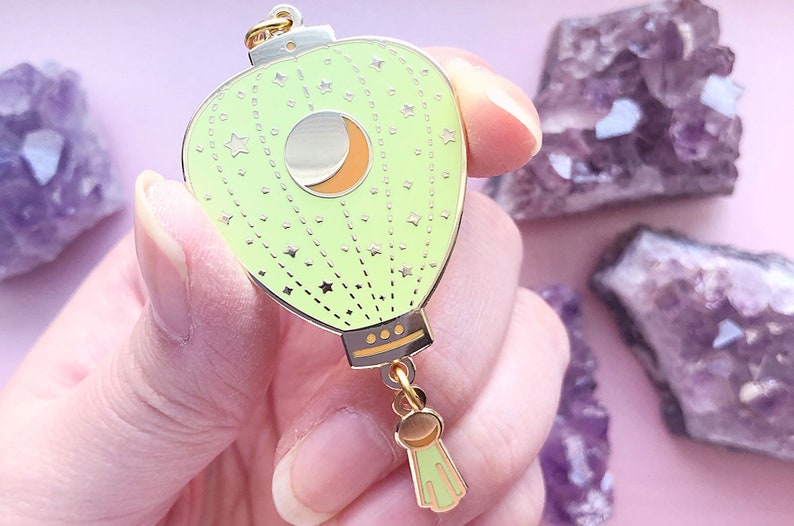 Green Stars and Moon Lantern Keychain Charm | Etsy