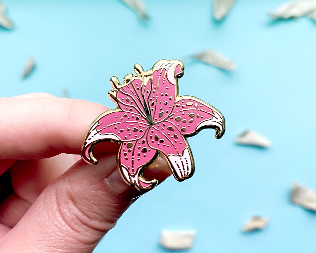 Pink Stargazer Lily Floral Botanical Enamel Pin - Etsy