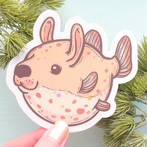 Pupperfish Puppy Pufferfish Clear Vinyl Sticker - Etsy
