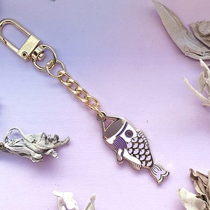 Purple Koinobori Carp Streamer Keychain Charm - Etsy