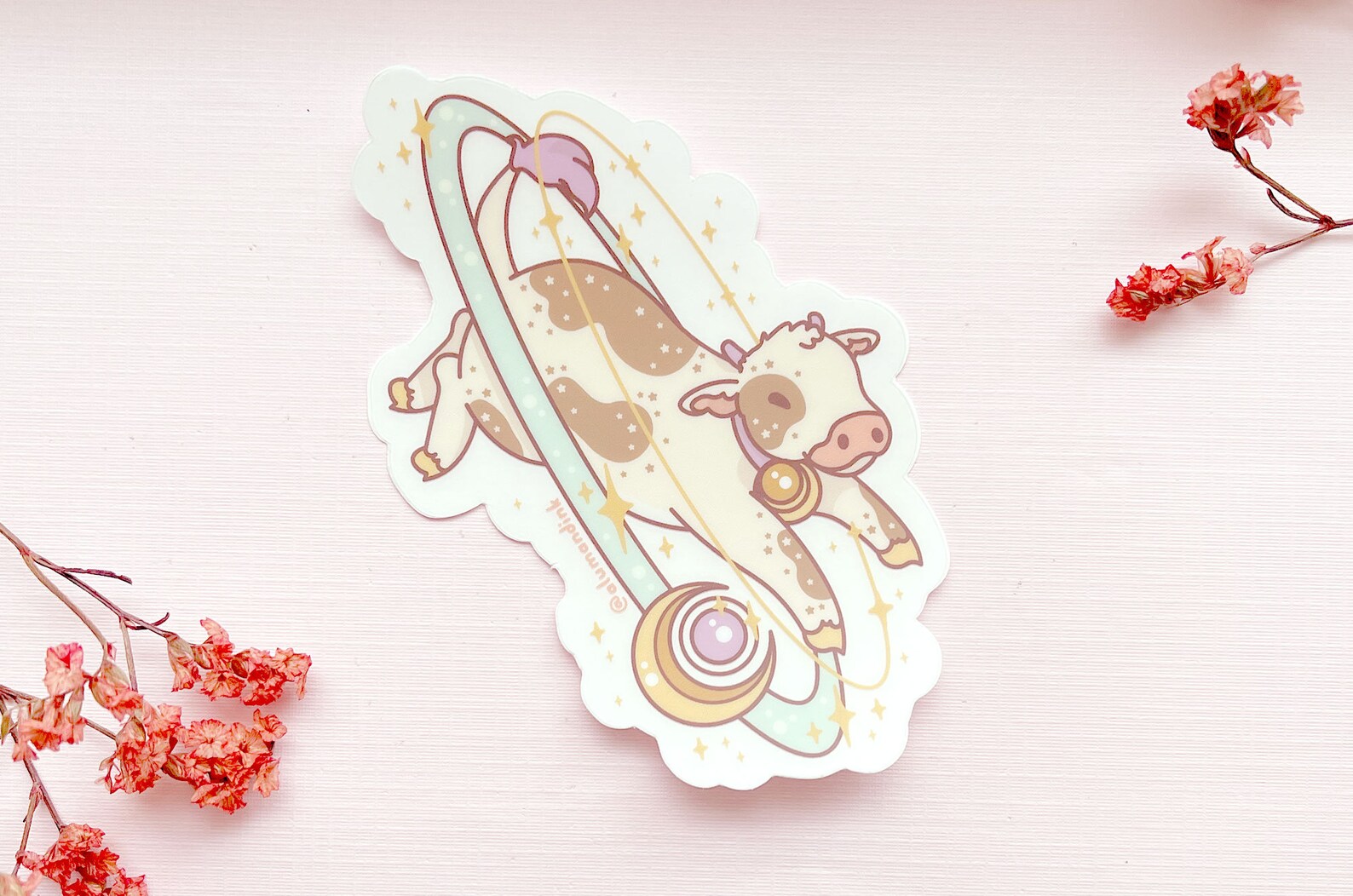 Cosmic Cow Clear Vinyl Sticker - Etsy