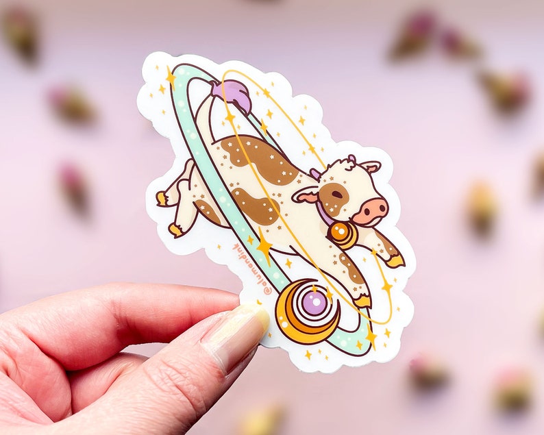 Cosmic Cow Clear Vinyl Sticker - Etsy