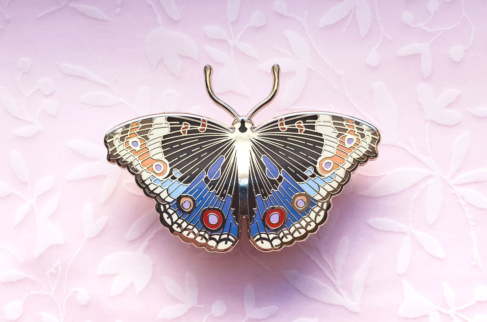 Blue Pansy Butterfly Enamel Pin - Etsy