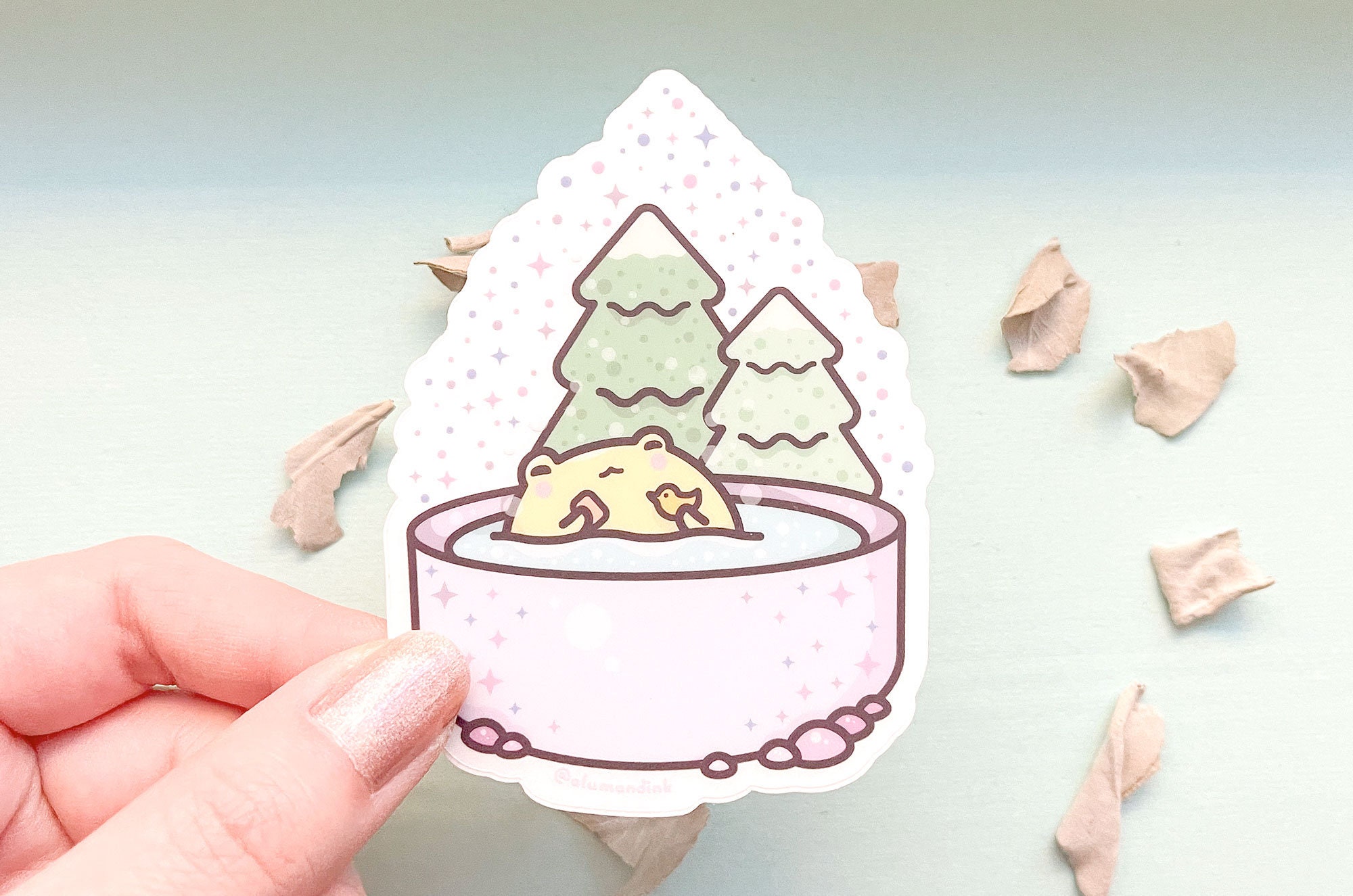 Frog Bath Clear Vinyl Sticker - Etsy