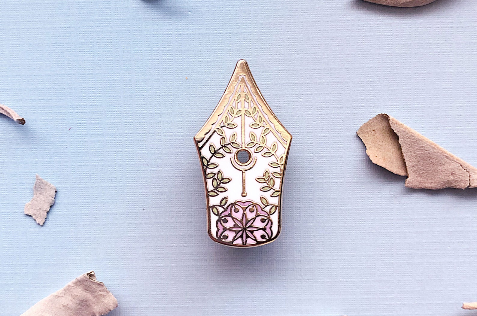Floral Fountain Pen Enamel Pin - Etsy