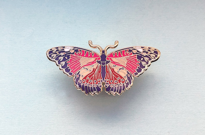 Red Lacewing Butterfly Enamel Pin | Etsy