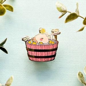 Curly the Capybara in a Bucket Spa Enamel Pin - Etsy