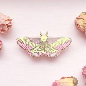 Rosy Maple Moth Enamel Pin - Etsy