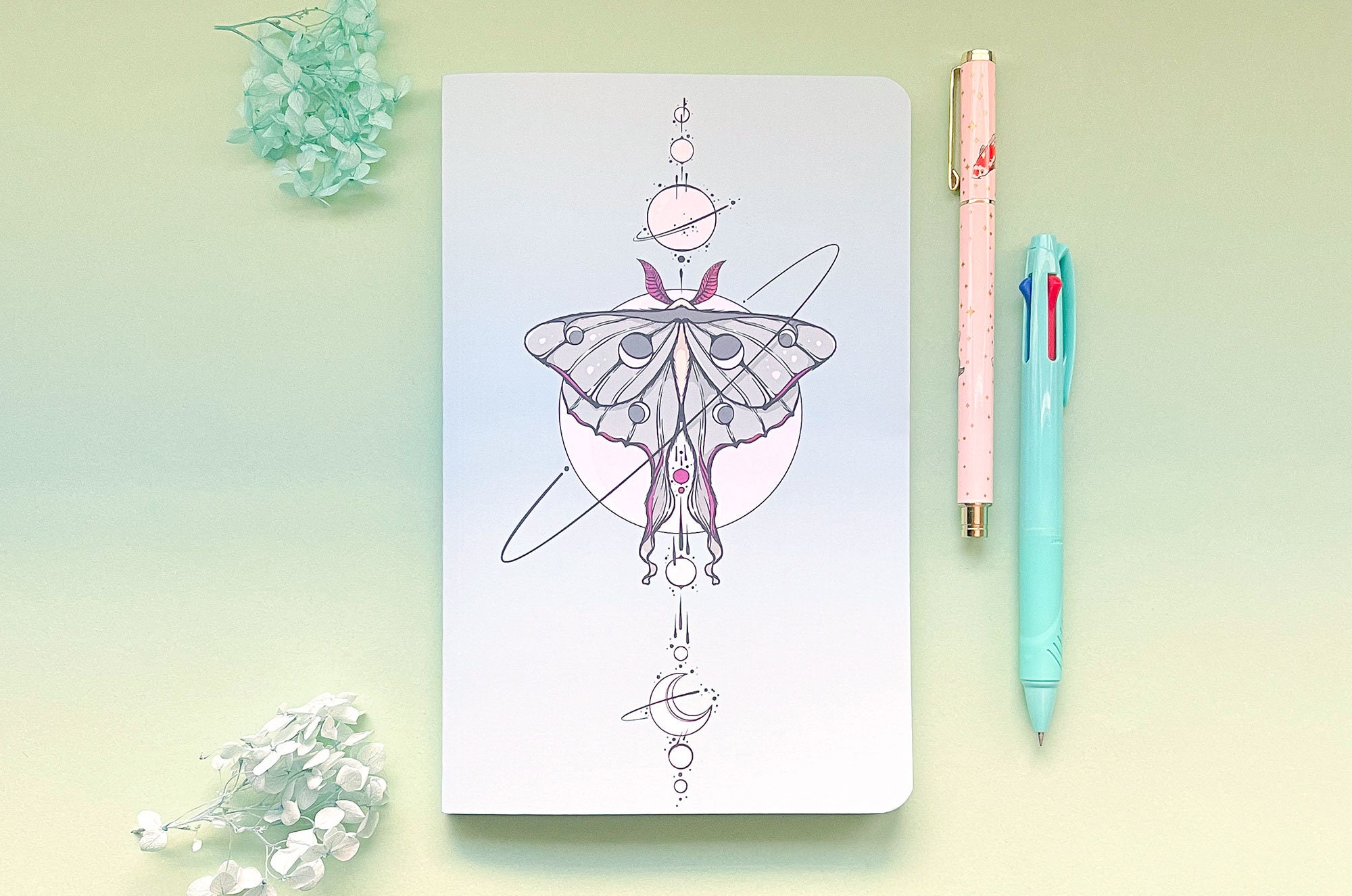 Moon Pillar Luna Moth Dotted Grid Notebook - Etsy