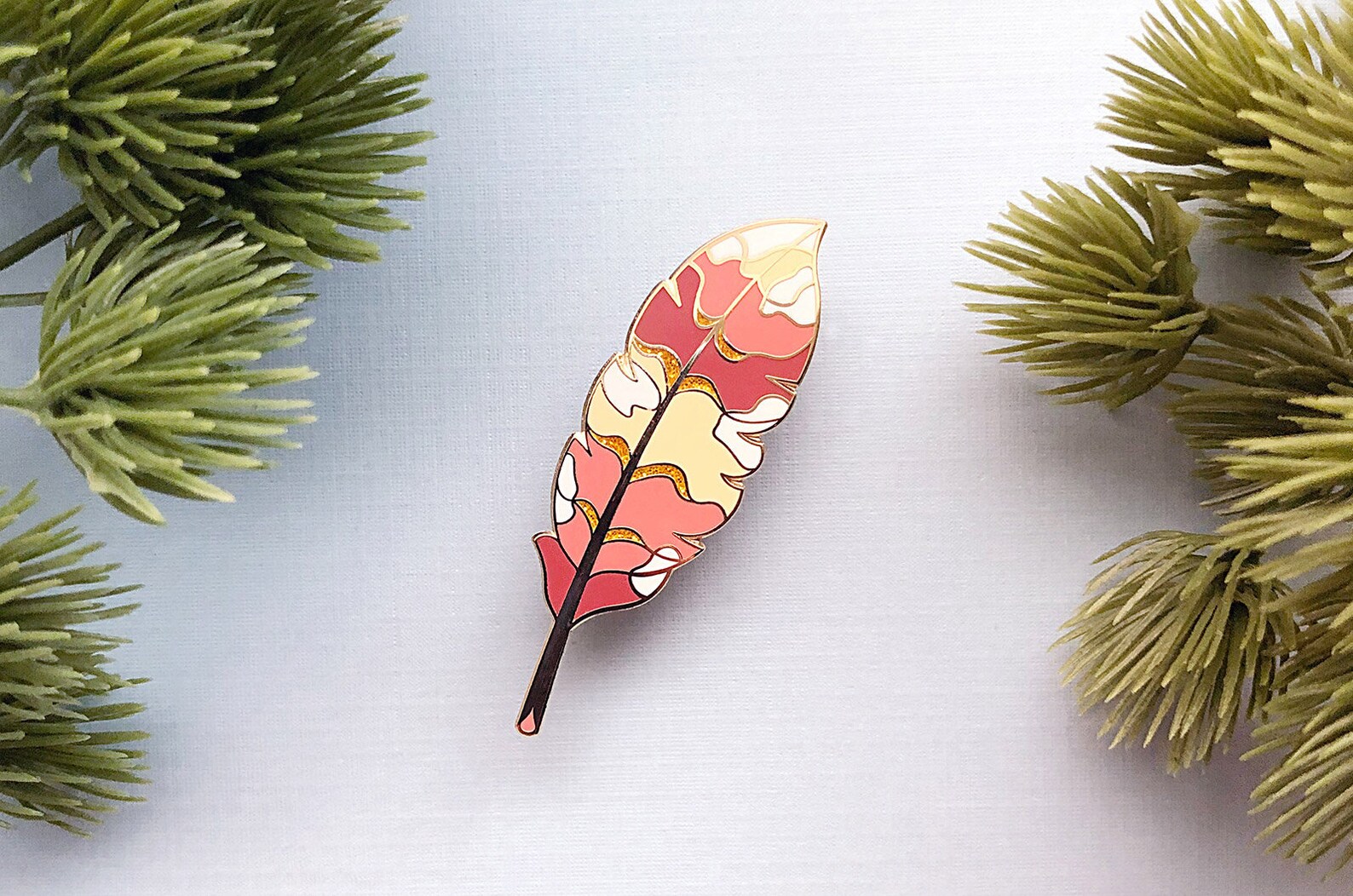 Griffin Feather Glitter Enamel Pin - Etsy