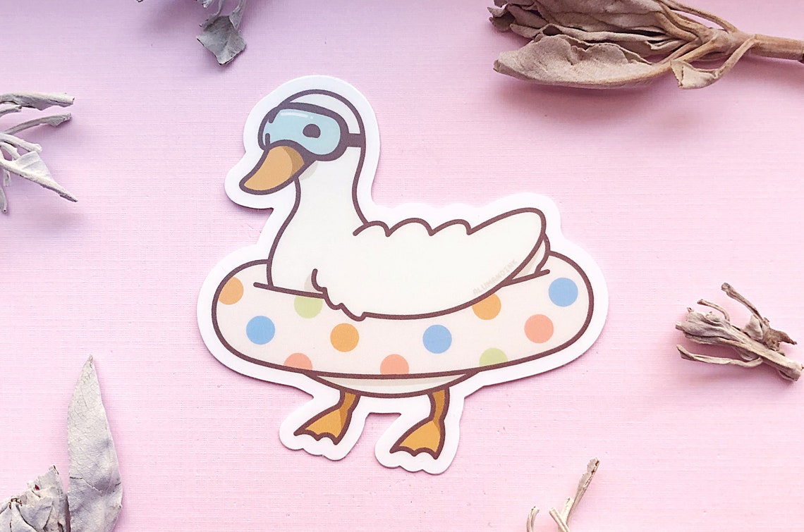 Duck Swimmer Clear Vinyl Sticker - Etsy