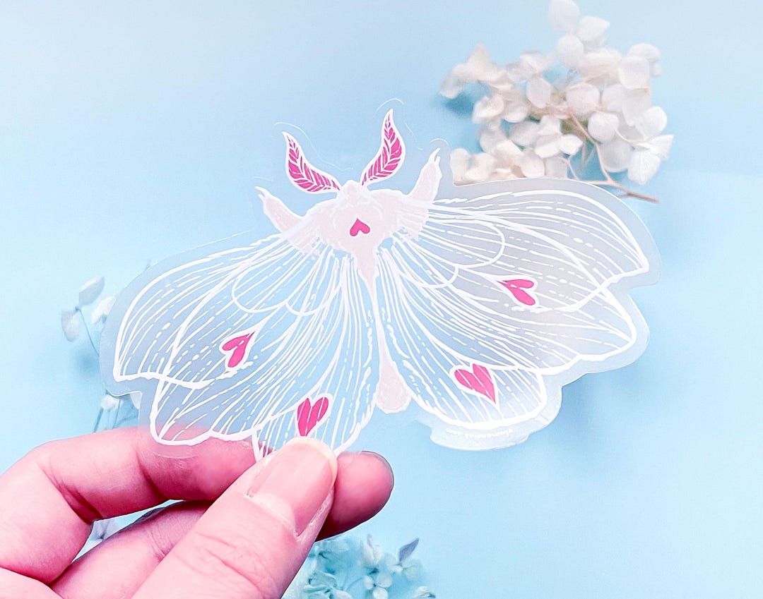 Transparent Ghost Heart Moth Clear Vinyl Sticker - Etsy