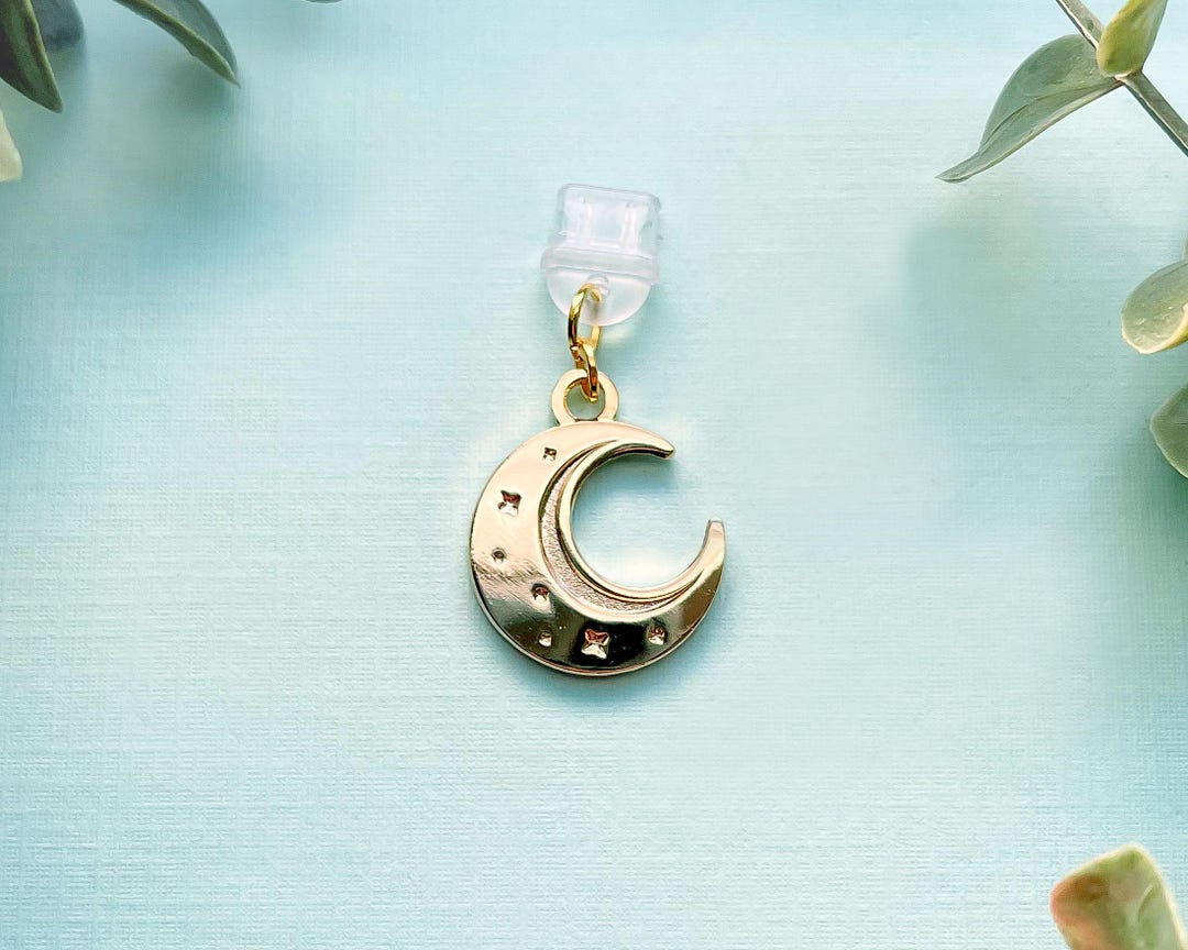 Crescent Moon Gold Metal Dust Plug Charm - Etsy