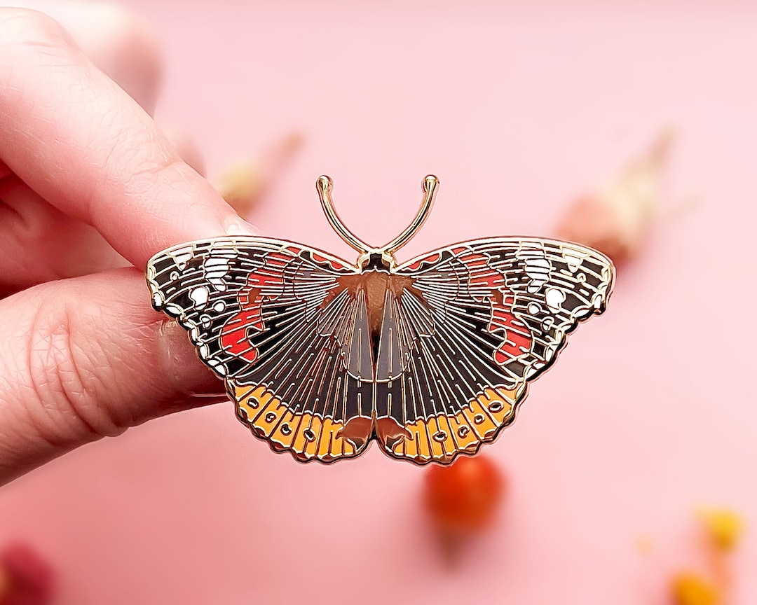 Red Admiral Butterfly Enamel Pin - Etsy