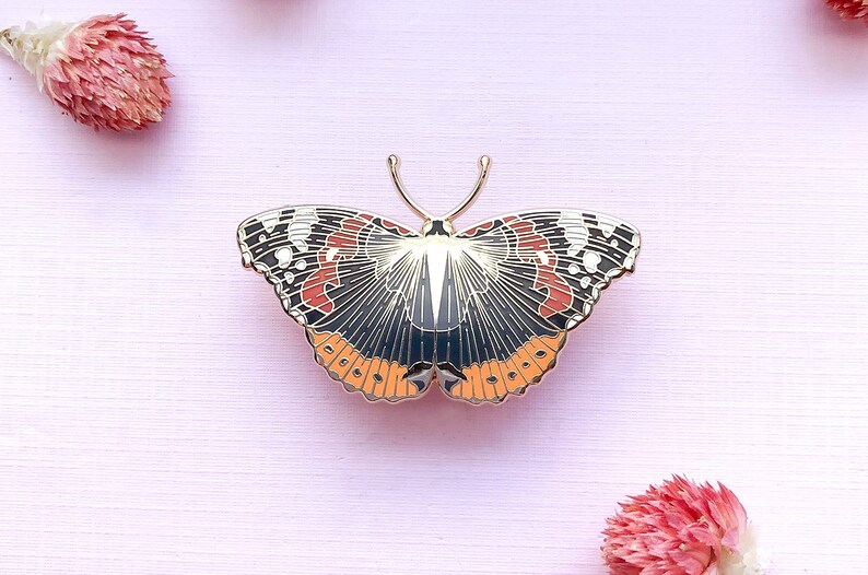 Red Admiral Butterfly Enamel Pin - Etsy