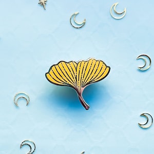 Ginkgo Biloba Leaf Enamel Pin - Etsy