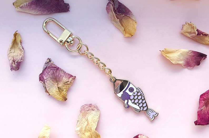 Purple Koinobori Carp Streamer Keychain Charm - Etsy