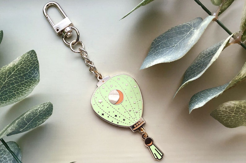 Green Stars and Moon Lantern Keychain Charm | Etsy