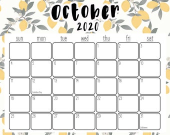 October calendar | Etsy