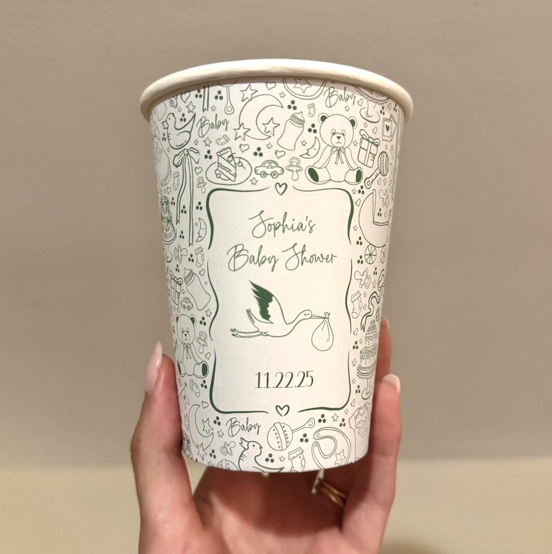 Custom Baby Shower Coffee Cups - Personalized Baby Toile Design - Etsy
