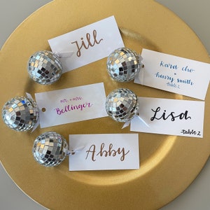 Disco Ball Place Cards - Disco Name Cards - Typed - Handwritten ...