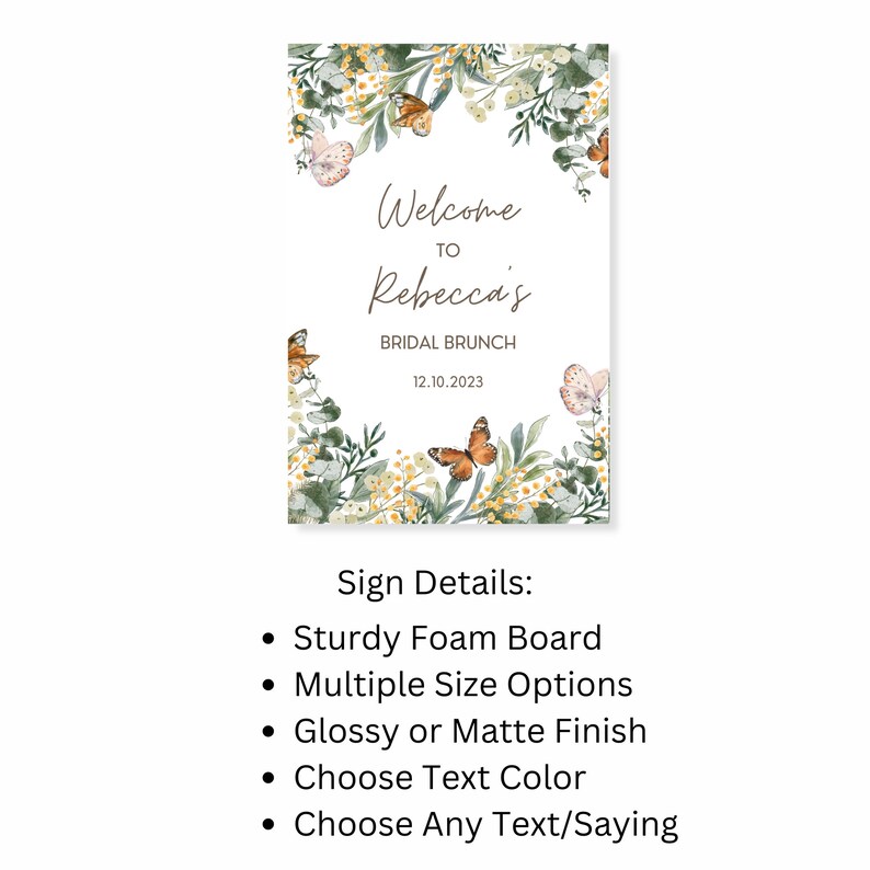 Butterfly Welcome Sign Butterflies Leaves Bridal Shower - Etsy