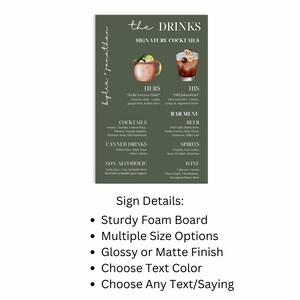 Custom Drink Sign - Bar Sign - Wedding Bar Drink Sign - Event - His and ...