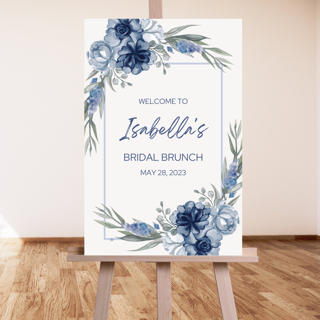 Something Blue - Blue Floral - Floral Welcome Sign - Bridal Shower ...