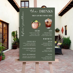 Custom Drink Sign - Bar Sign - Wedding Bar Drink Sign - Event - His and ...
