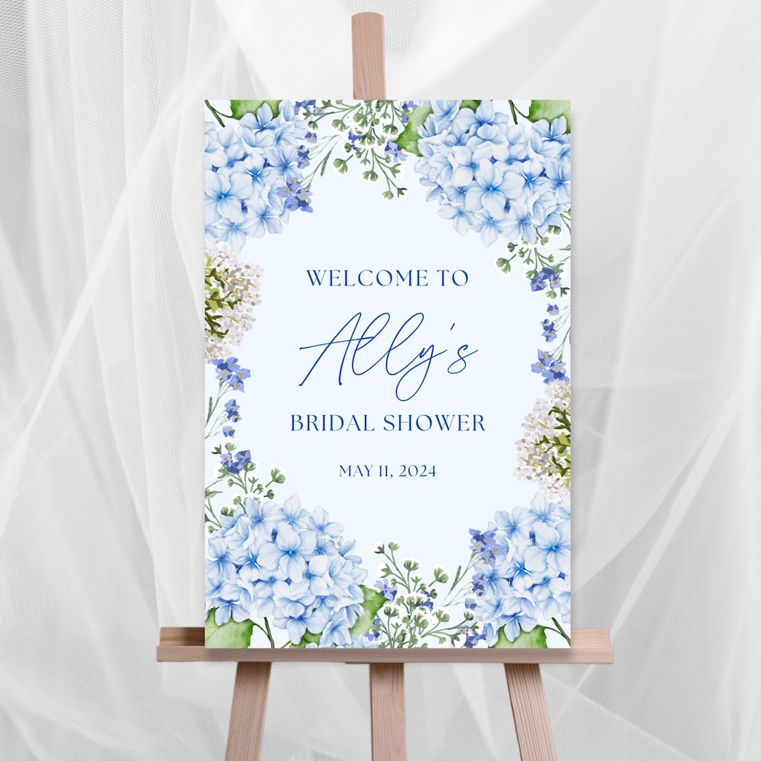 Hydrangea Bridal Shower Welcome Sign – Floral Event Decor - Etsy