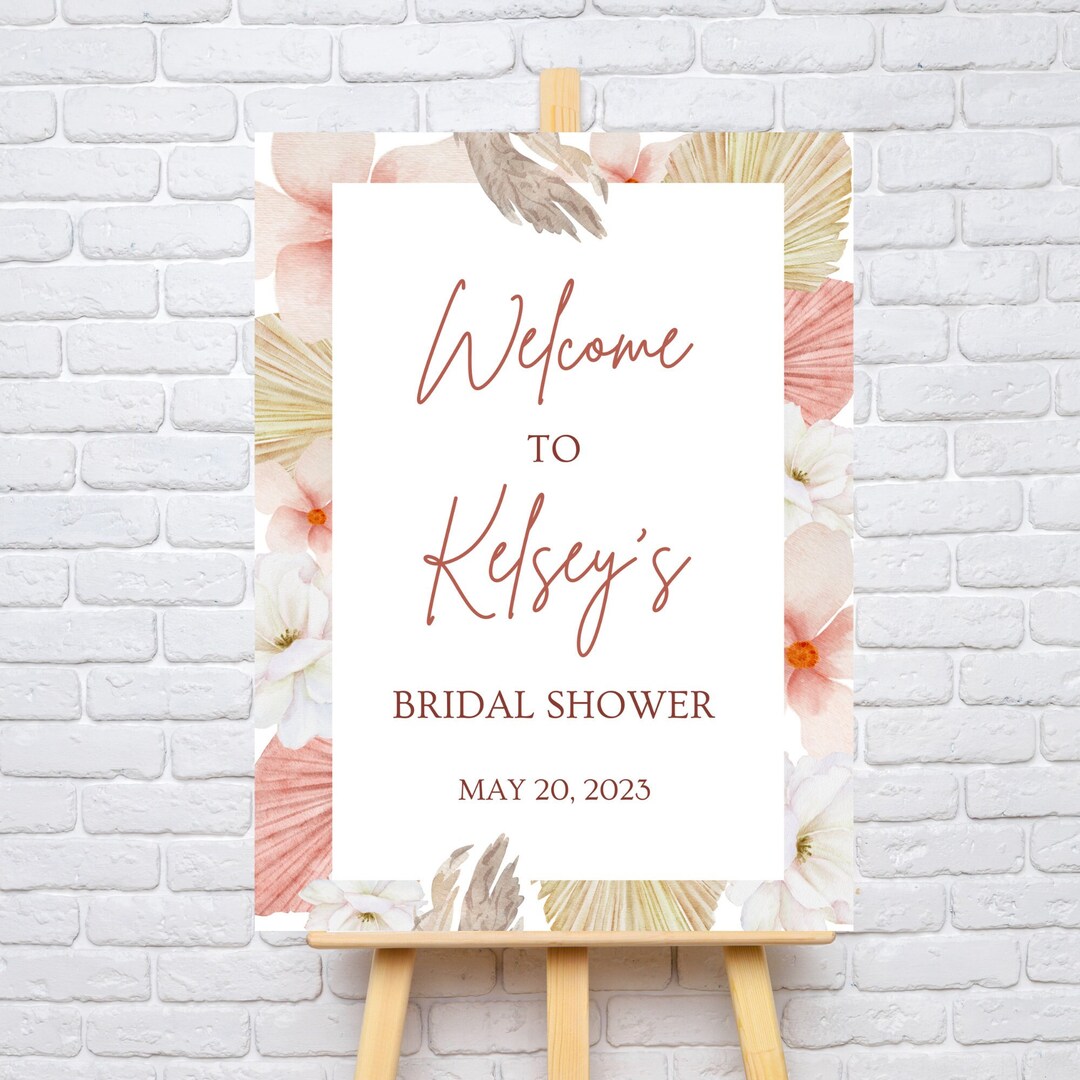 Floral Welcome Sign Boho Pastel Bridal Shower Welcome Sign Baby Shower ...