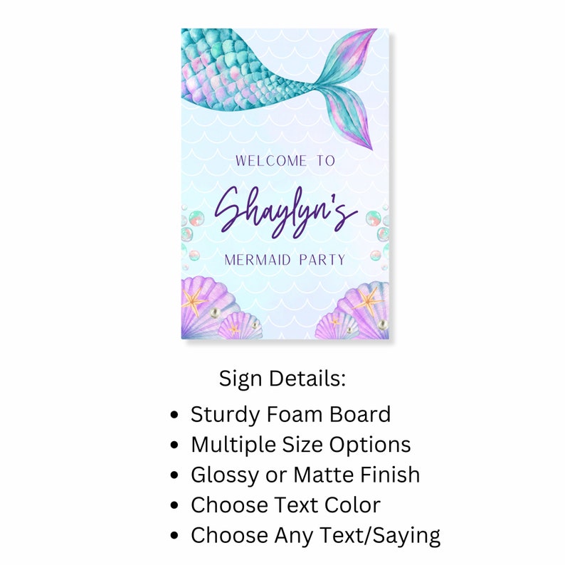 Personalized Mermaid Birthday Welcome Sign – Under the Sea Party - Etsy
