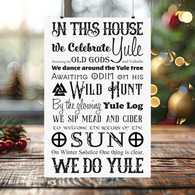 Yule Celebration Poster- Pagan Holiday Decor | Yule Log, Odin, Wild ...