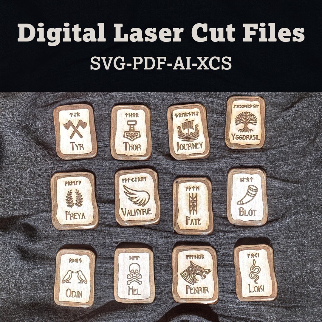 Norse Oracle Rune Set SVG | Viking Divination Tiles | Laser Cut File ...