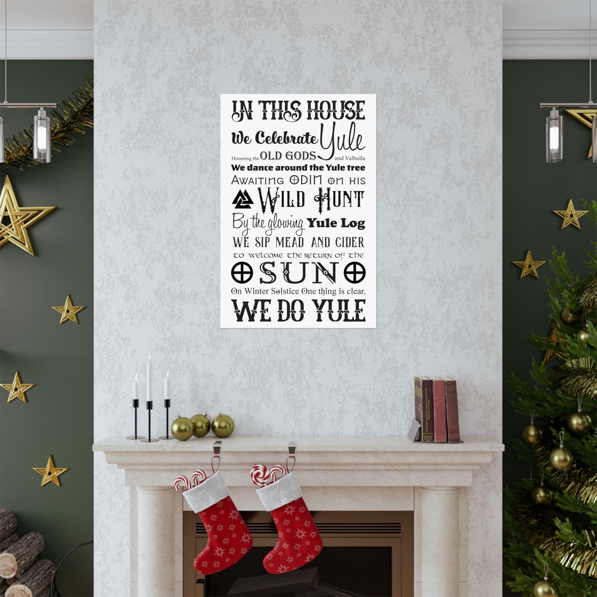 Yule Celebration Poster- Pagan Holiday Decor | Yule Log, Odin, Wild ...