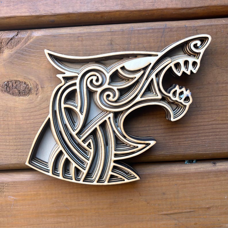 Fenrir Wolf Layered Laser Cut Files | Norse Mythology SVG, AI, PDF, X ...