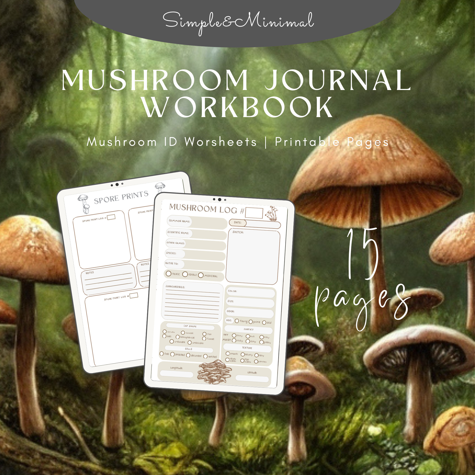 Mushroom Journal Workbook: Downloadable Journal Pages for Mushroom ...
