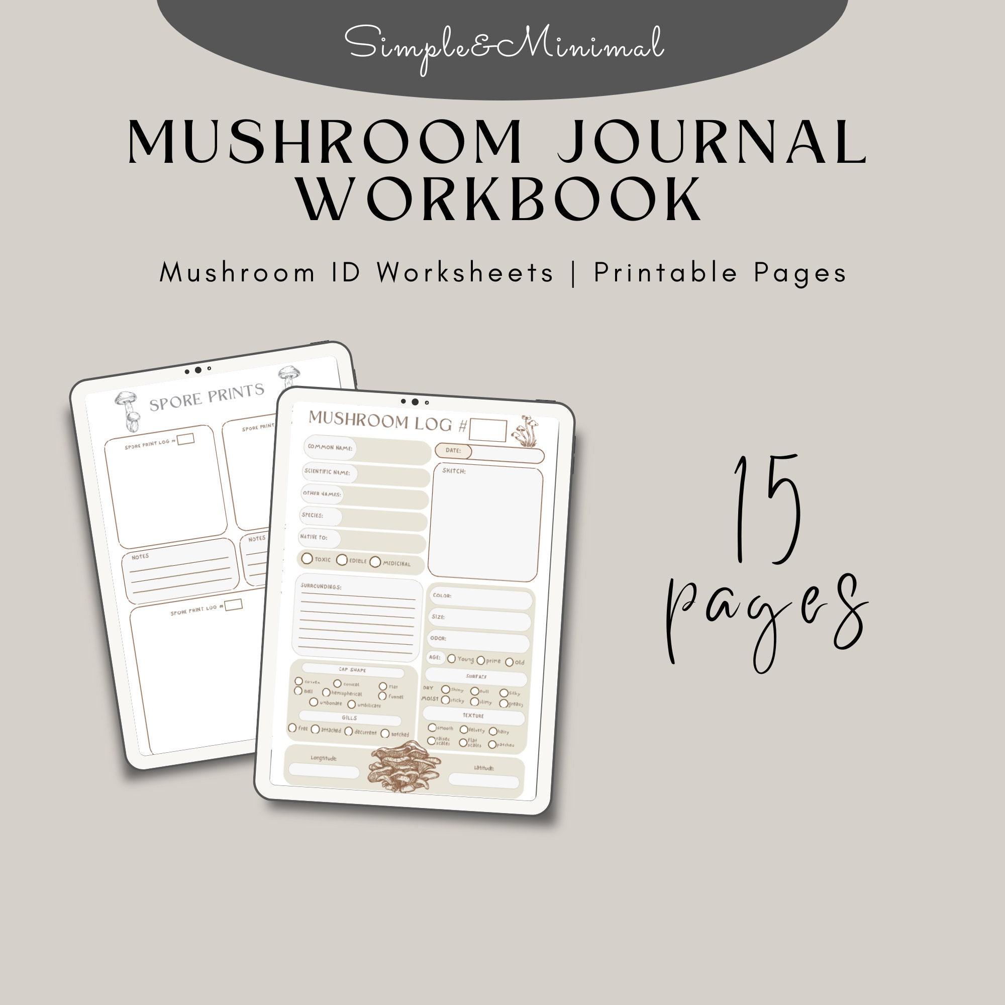 Mushroom Journal Workbook: Downloadable Journal Pages for Mushroom ...