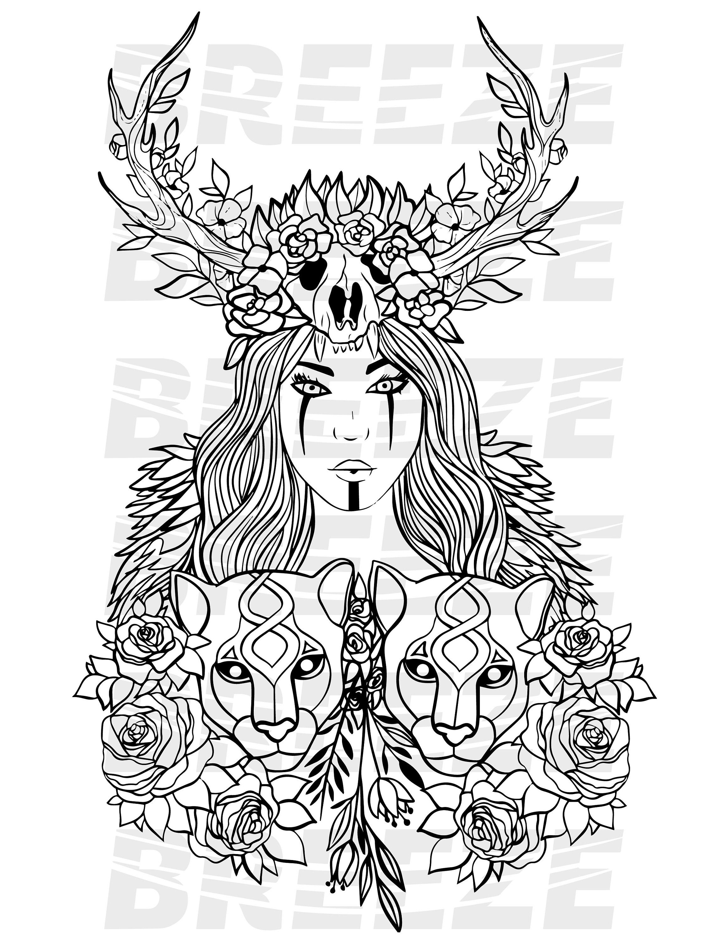 Printable Norse Pagan Coloring Page Freya - Etsy Canada