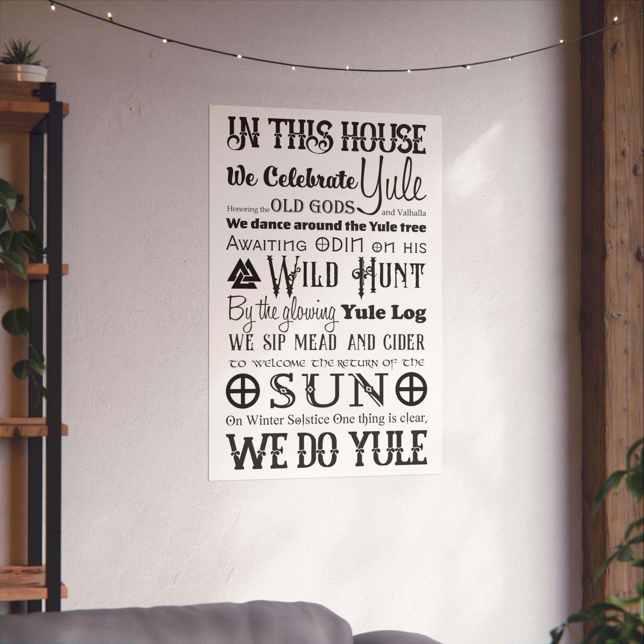 Yule Celebration Poster- Pagan Holiday Decor | Yule Log, Odin, Wild ...