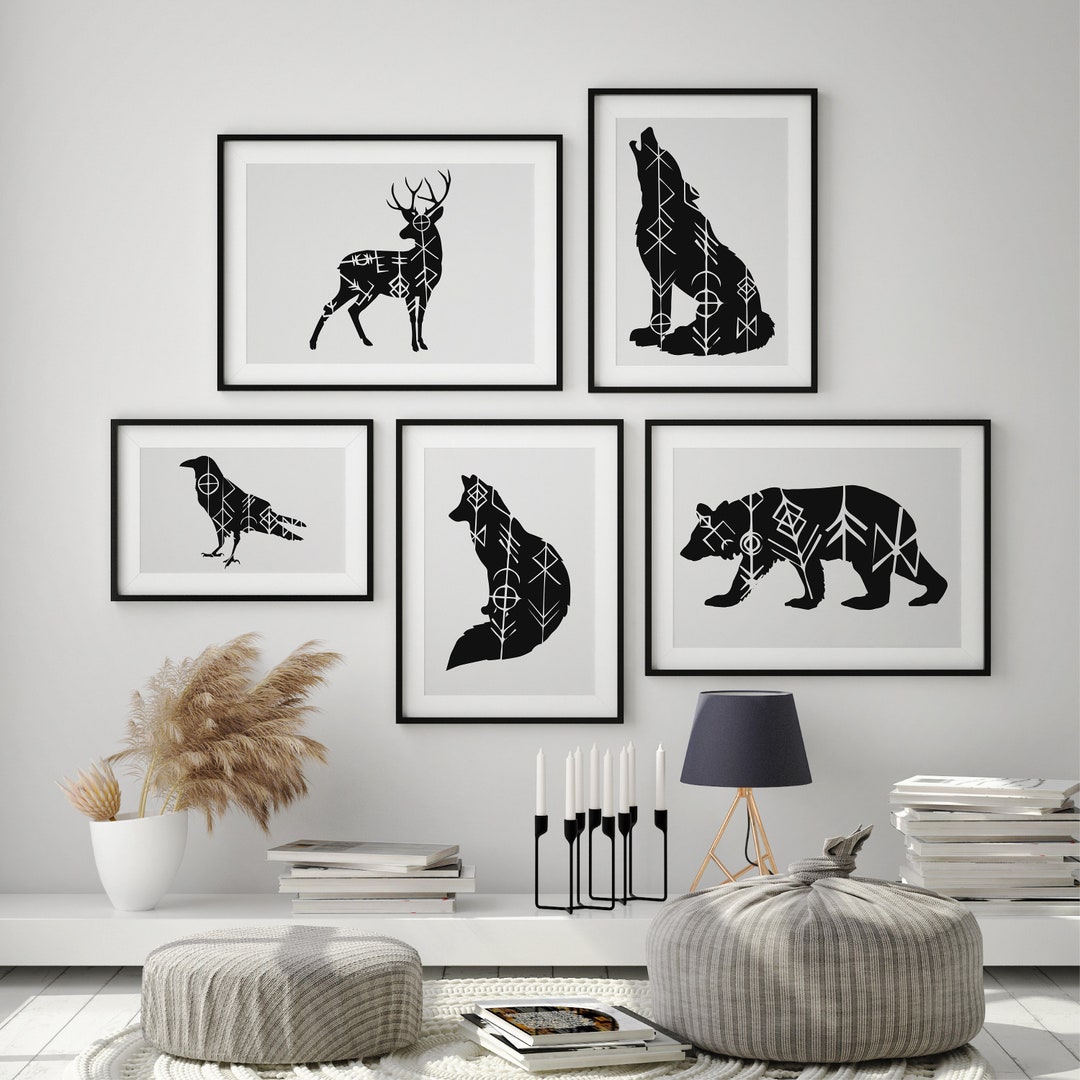 8 X 10 Printable Wall Art- Runic Animals - Etsy