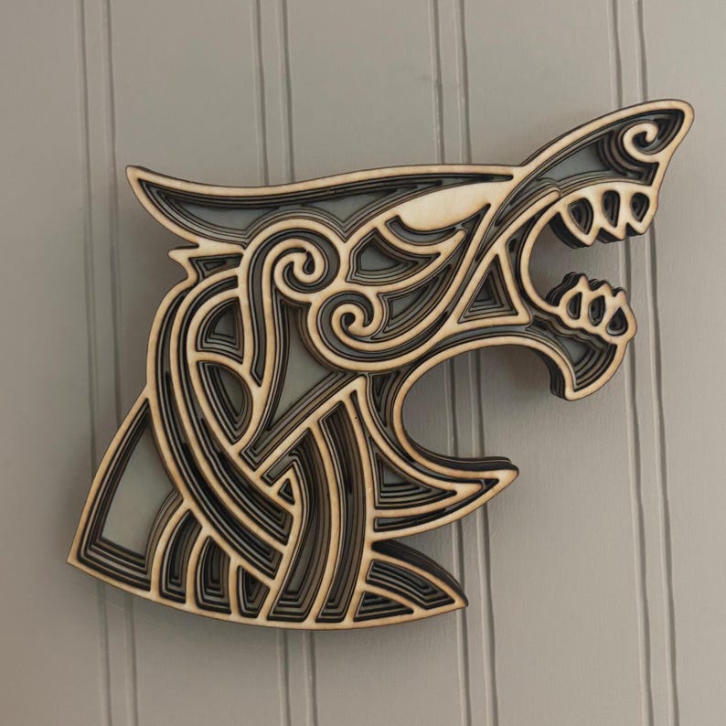Fenrir Wolf Layered Laser Cut Files | Norse Mythology SVG, AI, PDF, X ...