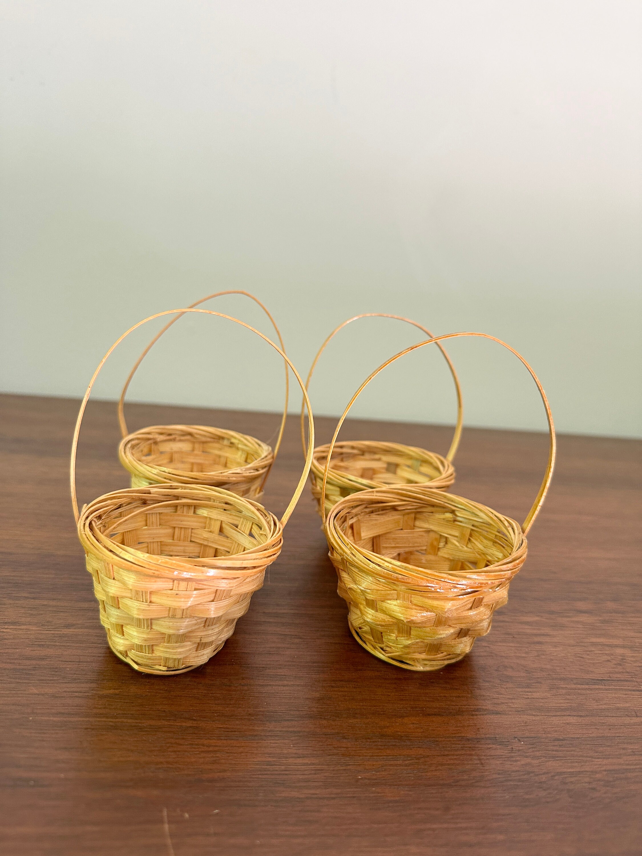 Set of Four 4 Miniature Baskets Vintage Woven Handmade - Etsy