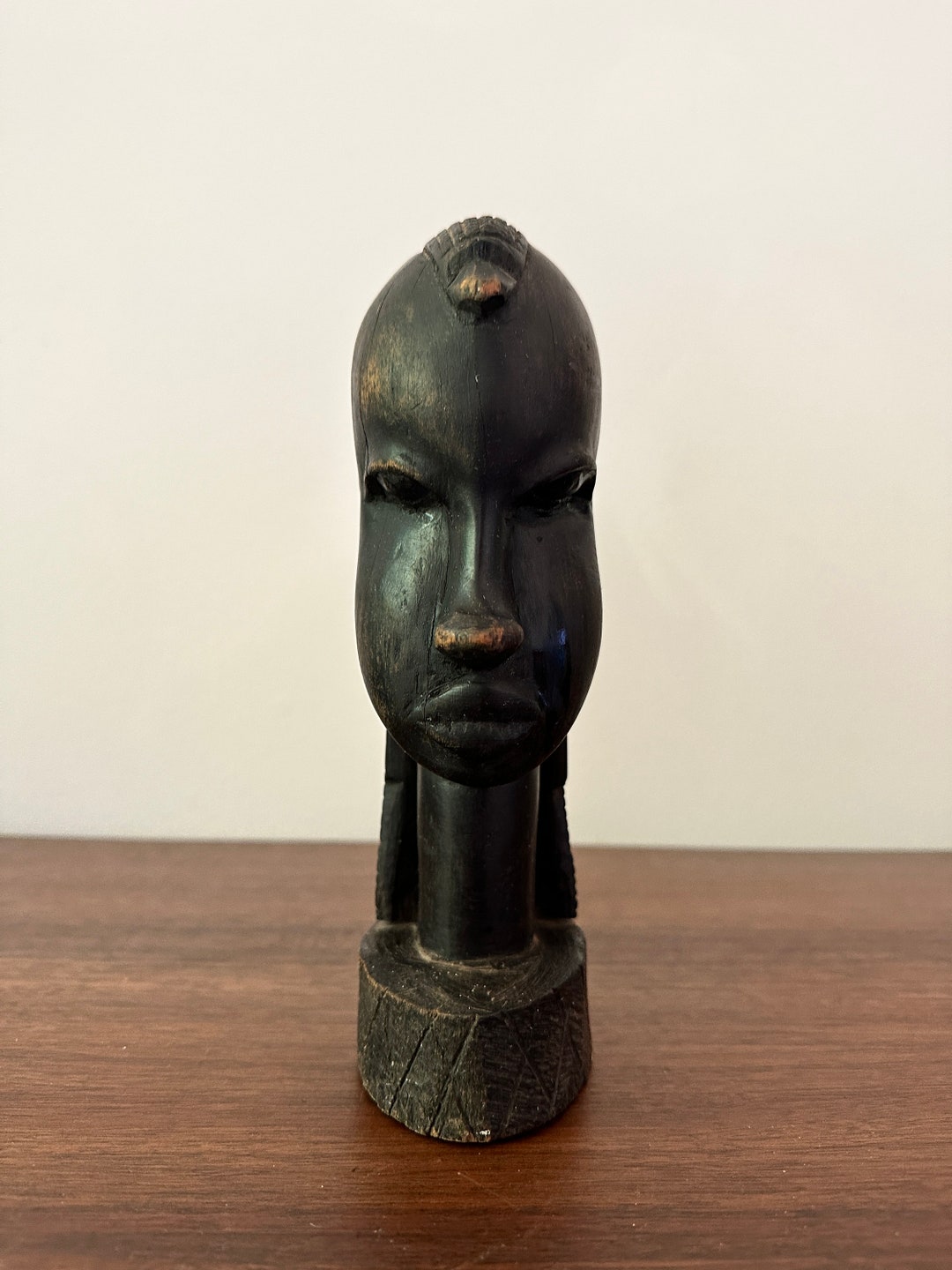 African Tribal Folk Art Wood Carved Head Statue's Bust GWANDUSU NUBIAN ...