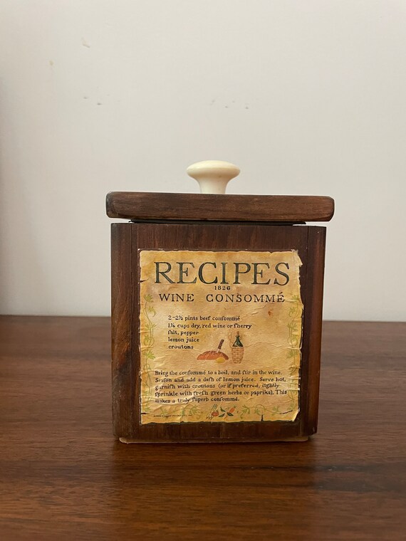 Vintage Wooden Recipe Box With Lid - Etsy